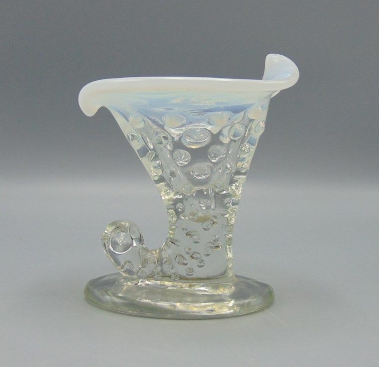 Fenton Cornucopia Jack in the Pulpit Vase French Opalescent Hobnail ...