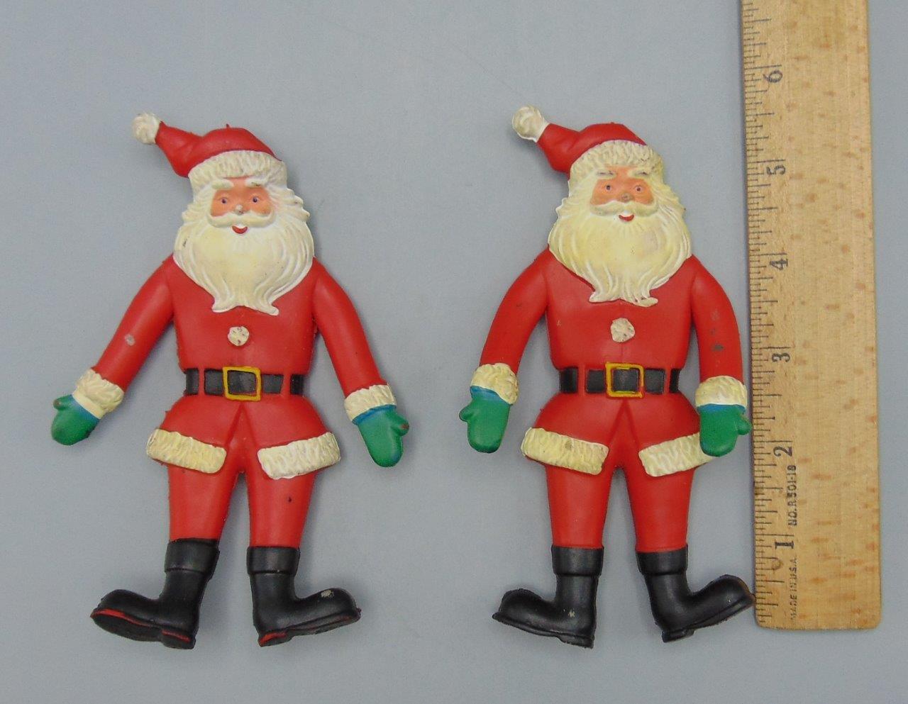 Vintage Flexible Wire Rubber Toy Bendable Santa Claus Lot of 2